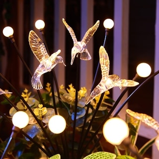 Solar Garden Lights - 4 Pack 12 LED Hummingbirds Solar Firefly Lights ...