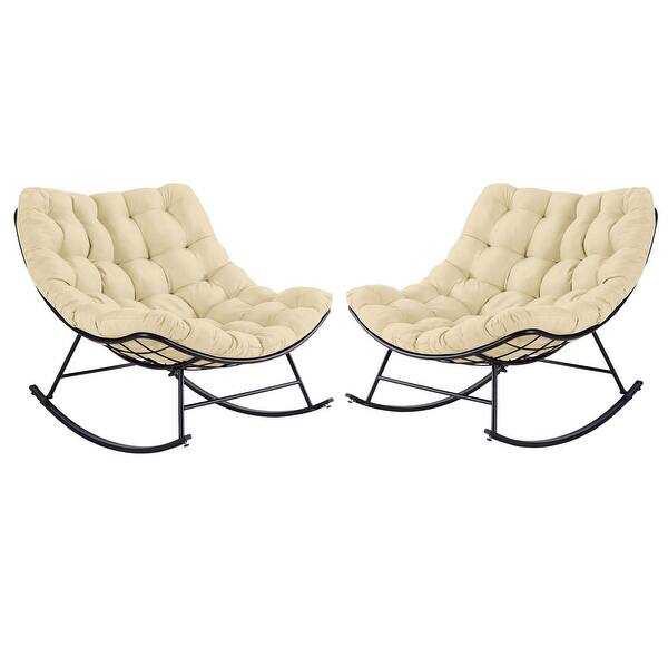 Outdoor Rocker Recliner Egg Reading Chair with Large Cushions (Set of 2 ...