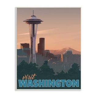 Stupell Visit Washington Urban Metropolis Space Needle Landmark Wood ...