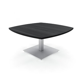 42" Wide Arc Boat Shaped Coffee Table With Square Metal Base - 42X42 ...