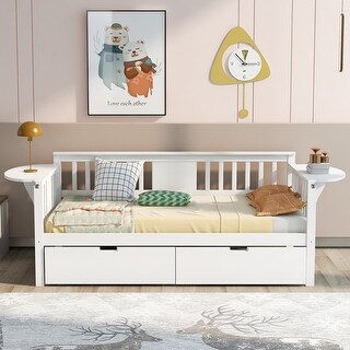 Twin Size Daybed with Two Drawers, Wood Slat Support - Bed Bath ...