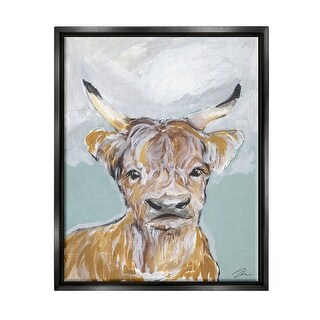 Stupell Rural Farm Cattle Brushed Painting Floating Framed Canvas Wall ...