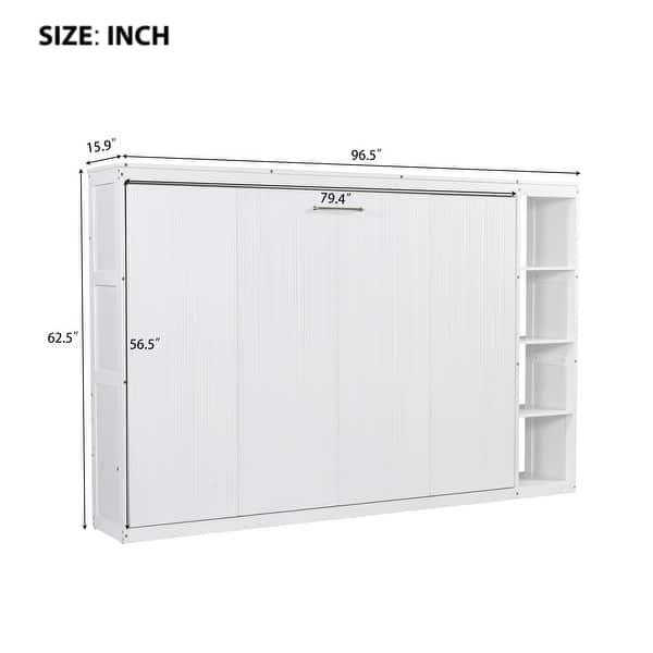 Folding Bed Cube Murphy Bed Wall Cabinet Bed with Bookshelf, Side ...