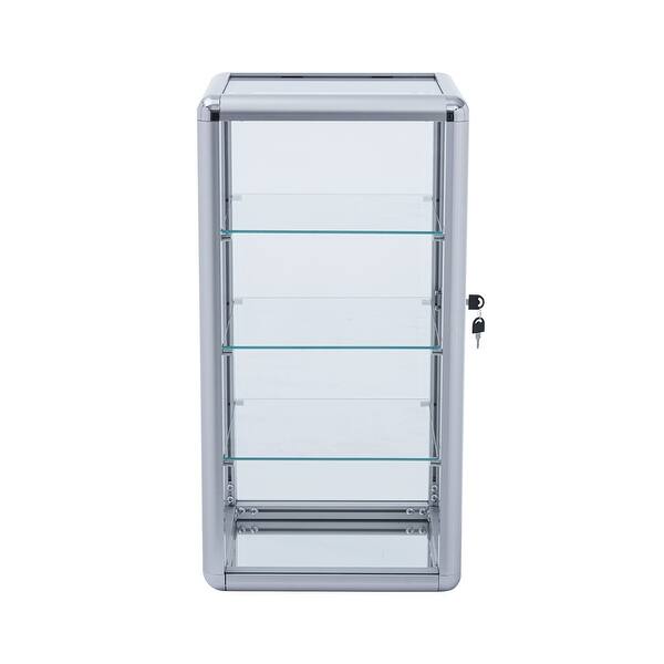 Tempered Glass Display Cabinet with Sliding Glass Door and Lock - Bed ...