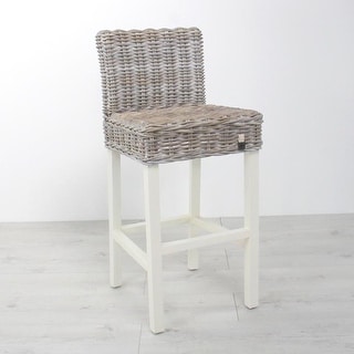 Key Largo Whitewashed Kubu Rattan Bar Stool - Bed Bath & Beyond - 32568114