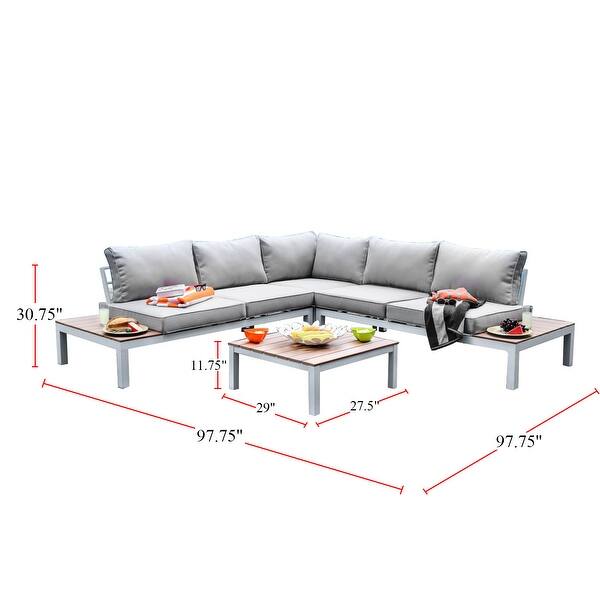Patio Sectional with Table in White Finish - Bed Bath & Beyond - 34744304