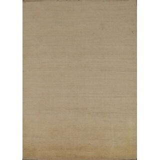 Solid Modern Gabbeh Oriental Area Rug Handmade Yellow Wool Carpet - 4 ...