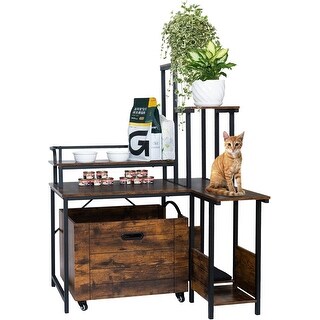 Cat Litter Box Enclosure Furniture with Flower Stand Corner - Bed Bath ...