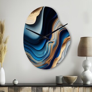 Vibrant Blue And Gold Flow Art II - Abstract Transitional Wall Clocks ...