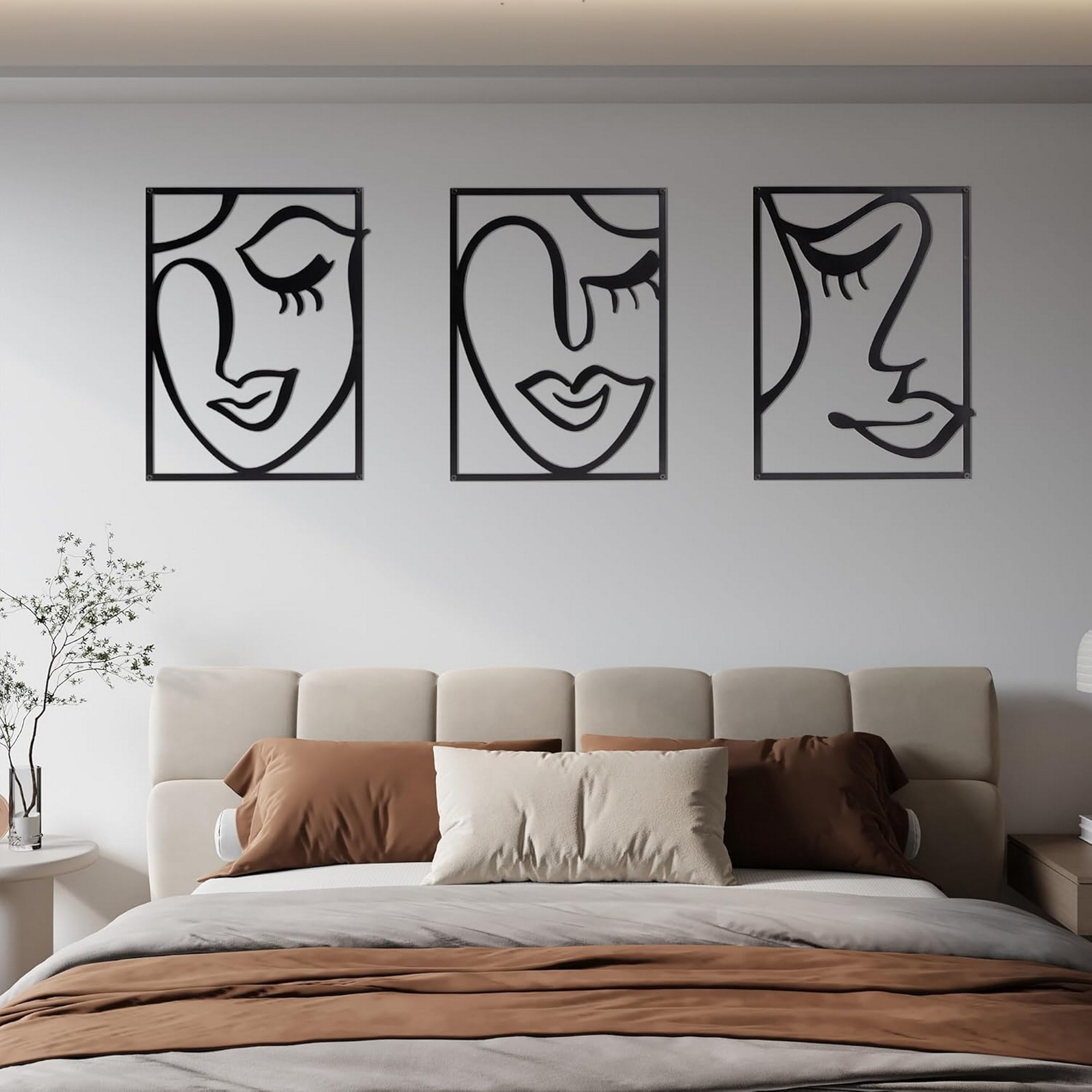 black abstract face bedding