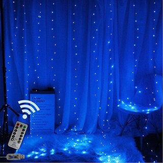 Romantic Blue Icicle Curtain Lights 300 LED - Medium - Bed Bath ...