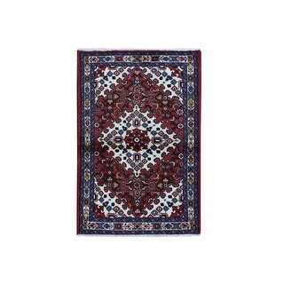 Shahbanu Rugs Maroon Red, New Zoroastrian Hamadan, Pure Wool, Hand ...