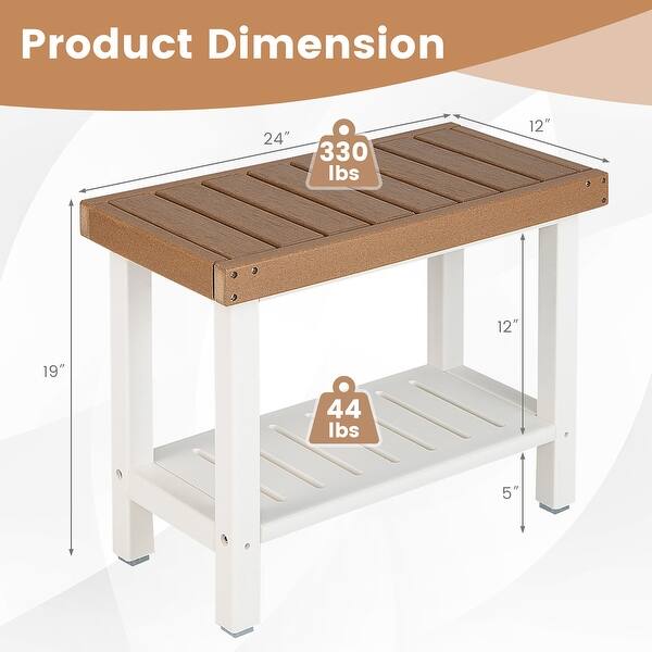24'' x 12'' HDPE Waterproof Shower Bench Spa Bath Shower Stool - On ...