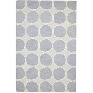 One of a Kind Hand-Tufted Modern 5' x 8' Geometric Wool Grey Rug - 5' x ...