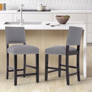 24 Inches Fabric Upholstered Counter Height Bar stools with Back and ...