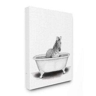 Stupell Zebra In A Tub Funny Animal Bathroom Drawing Canvas Wall Art ...