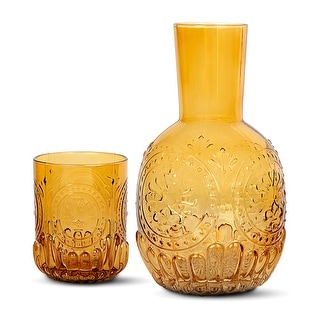 Elle Decor Carafe Bedside Night Water Carafe Glass Pitcher and Cup - 4. ...