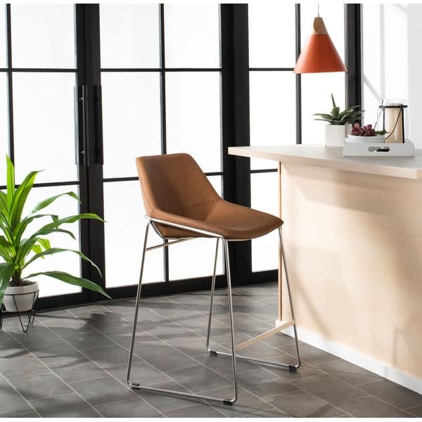 SAFAVIEH Alexis Mid-century Modern Faux Leather Counter Stool - 25" W x ...