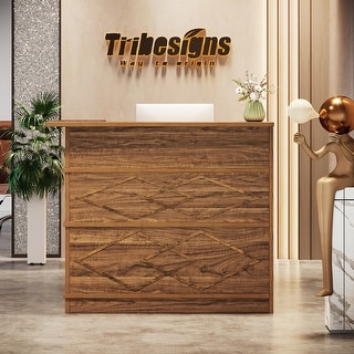 Rustic Brown Reception Desk Front Desk Reception Room Table with ...