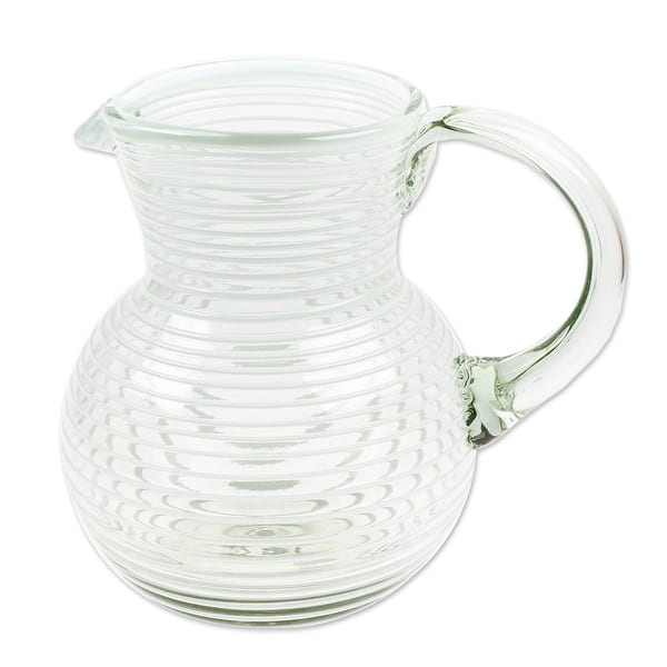 Novica Handmade White Handblown Recycled Glass Pitcher - Bed Bath ...