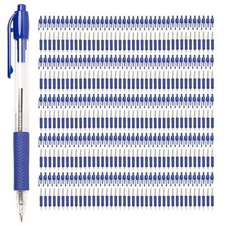 Paper Junkie 200 Pack Blue Retractable Ballpoint Pens, Comfort Grip ...