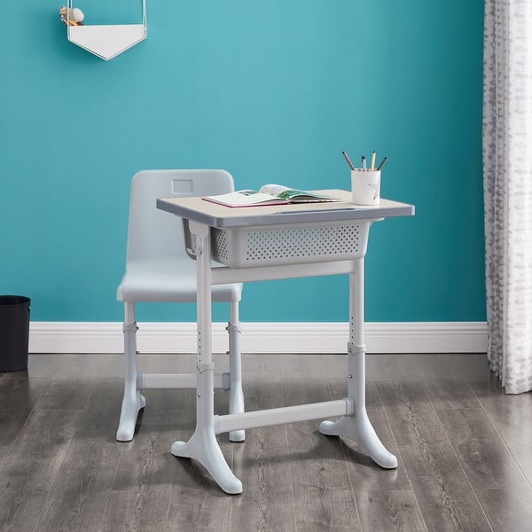 Spaight Grey Adjustable Student Desk Set - Bed Bath & Beyond - 37062625