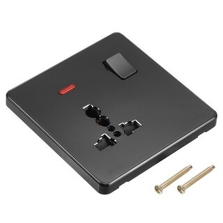 UK US Socket Switch Multi Power Outlet Black 250V 13A 88mmx86mm - Bed ...