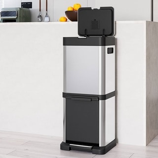 24L + 14L Dual Tiers Stainless Steel Vertical Trash Can - Bed Bath ...