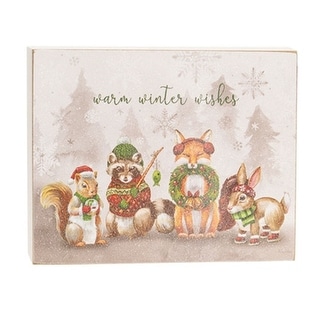 Multi Color Wood Warm Winter Wishes Woodland Box Sign with Distressed ...