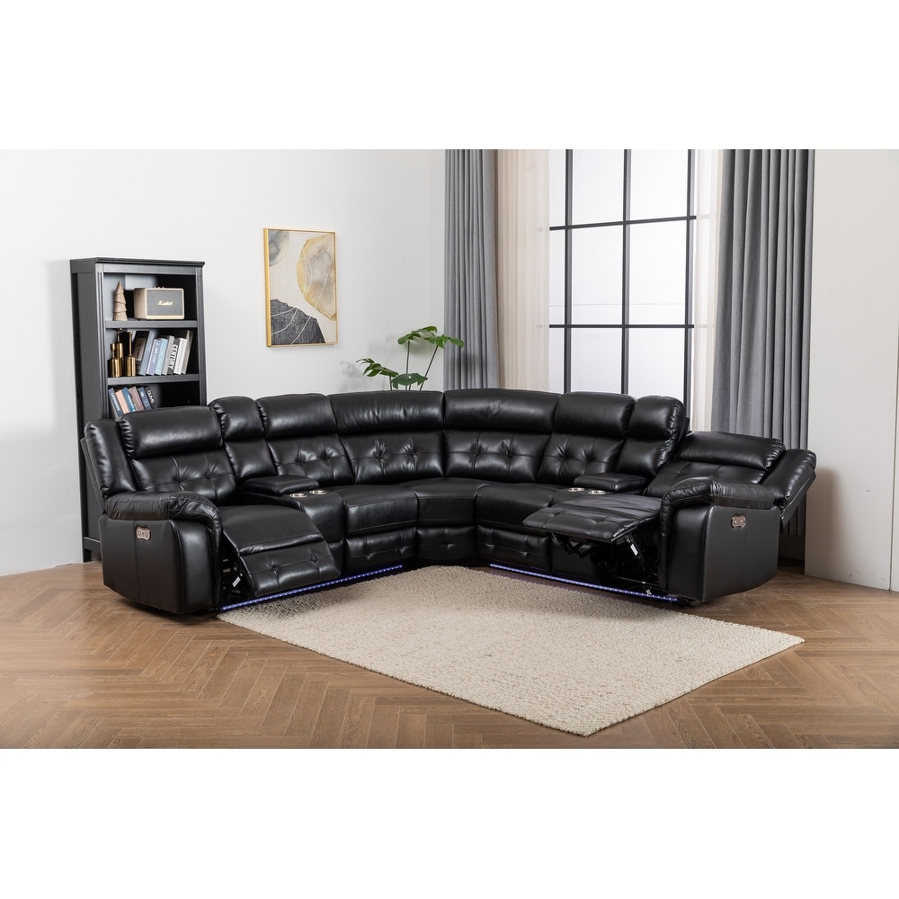 Black Faux Leather Sectional Sofas - Bed Bath & Beyond