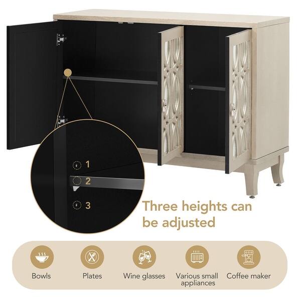 Rectangular Glass Doors Hallway Cabinet Entryway Table w/Shelf - Bed ...