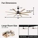 76 Inch 8-Blades Reversible Large Ceiling Fan with Light and Remote ...