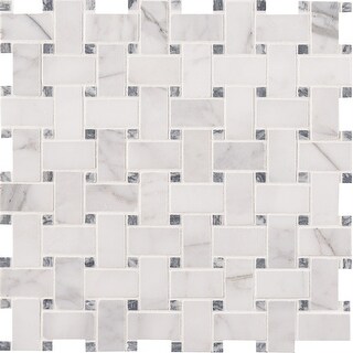 MSI SMOT-CAL-BWH Calacatta Cressa - 12" x 12" Basketweave Mosaic Sheet ...