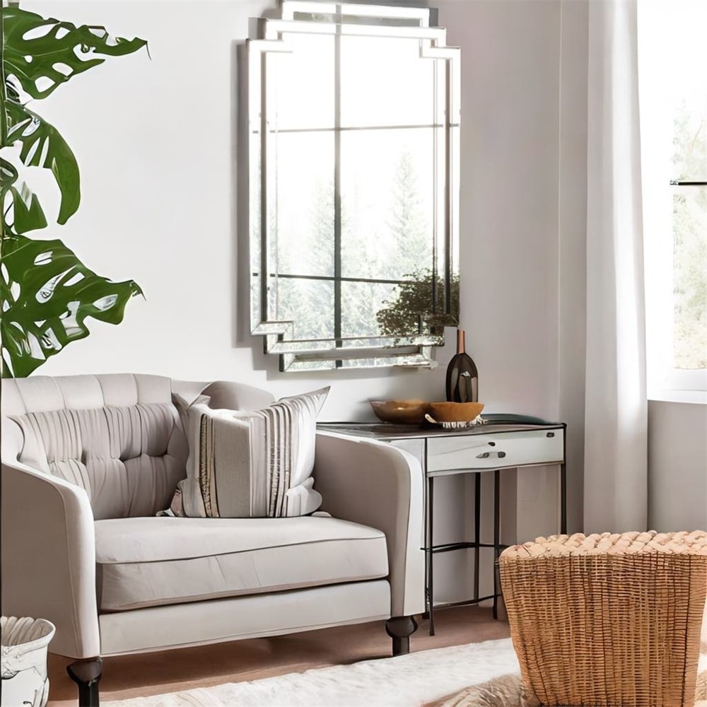 Large Wall-Mounted Silver Decorative Rectangular Wall Mirror - Bed Bath ...