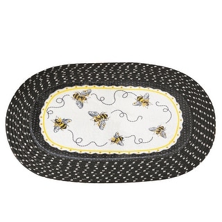 Honey Bee Black Border Braided Oval Accent Rug - 30.25" x 19.75" - Bed ...