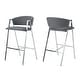 Metal Low Back Bar Stools Set of 2 with Upholstered Seat and Built-In ...