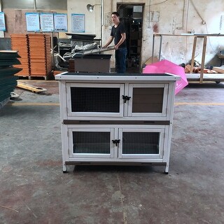 Double Rabbit Cage with Climbing Ladder And Tray For Small Animals ...