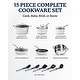 Granitestone Charleston Hammered 15 Piece Nonstick Cookware Set - Bed ...