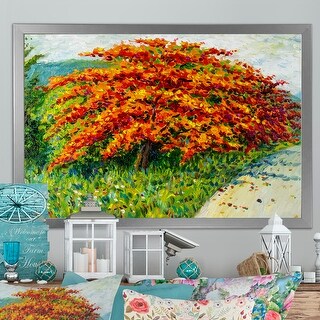 Designart "Colorfull Blooming Orange Tree III" Traditional Framed Wall ...