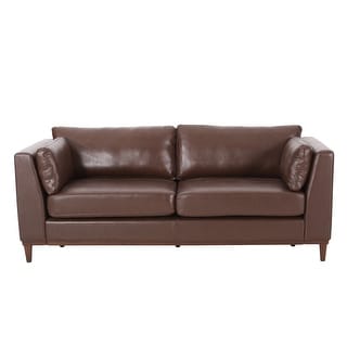 Simplistic Style Faux Leather Rubber Wood Legs Sofa Couch Living Room ...