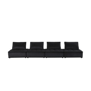 Alaya 160 Inch 4 Piece Modular Sofa, Tufted Soft Black Velvet - Bed ...