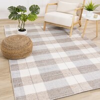 Beige Plaid Farmhouse Recycled Area Rug - Bed Bath & Beyond - 38053608