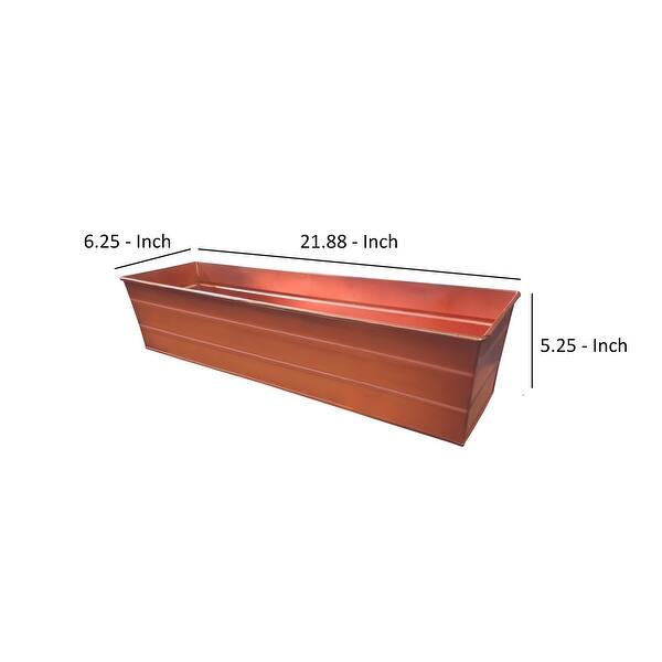 Rectangular Metal Flower Planter Box with Embossed Line Design, Small ...