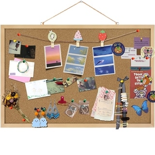 Cork Board Bulletin Board with Rectangle Wooden Frame Hanging Pin for ...