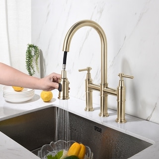 kitchen sink Bridge Kitchen Faucet with Pull-Down Sprayhead in Spot ...