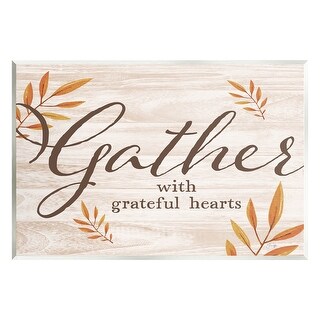 Stupell Gather With Grateful Hearts Botanicals Wall Plaque Art by Yass ...