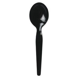 Heavyweight Polystyrene Cutlery, Soup Spoon, Black, 1000/Carton - Black ...