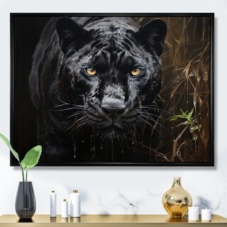 Designart "Sleek Panther Stalk II" Animals Panther Framed Wall Art ...