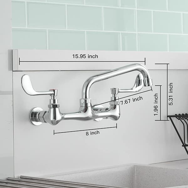 Wall Mounted Kitchen Sink Faucet 2 Handle 8 Inch Center Kitchen Faucets ...