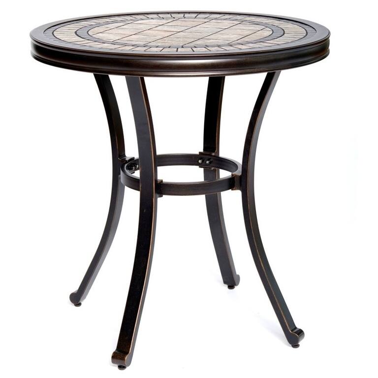28"round in Bistro Table with a sophisticated tile-top design - N/A ...